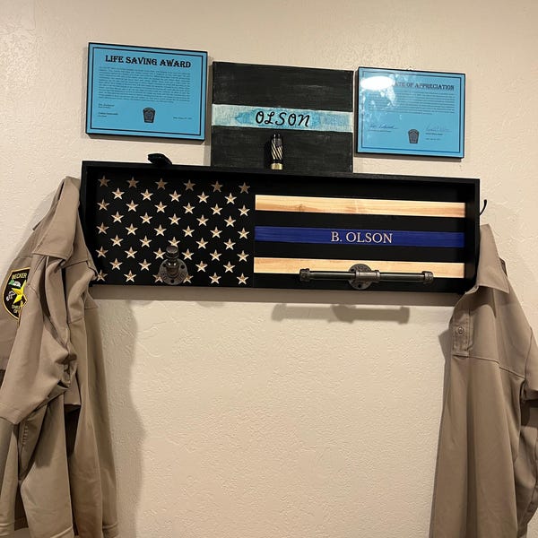 Deer Skull Flag Coat Rack - Hunters Coat Rack- Hunting USA Flag Coat ...