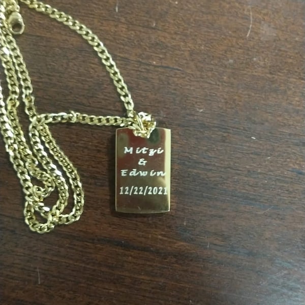 Mens Custom Pendant Necklace, Personalized Engraved Pendant 19mm X 30mm ...
