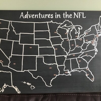 Football Stadium US Wood Map USA Travel Map Football Fan Gift ...