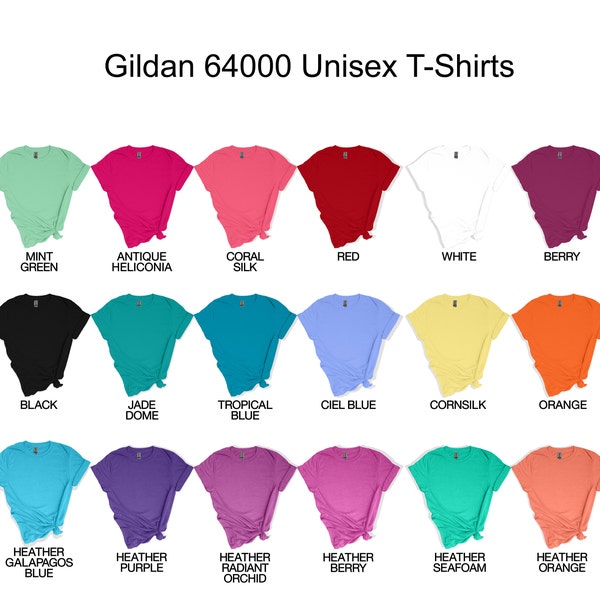 Editable Color Chart Gildan 64000 G640 70 Colors As Individual Png