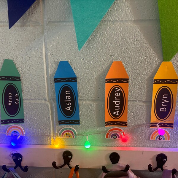 Crayon Name Tags | Crayon Desk Plate | Student Desk Plates | Printable ...