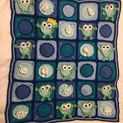 Crochet Blanket PATTERN Frog Frenzy Crochet Pattern for Baby Throw ...