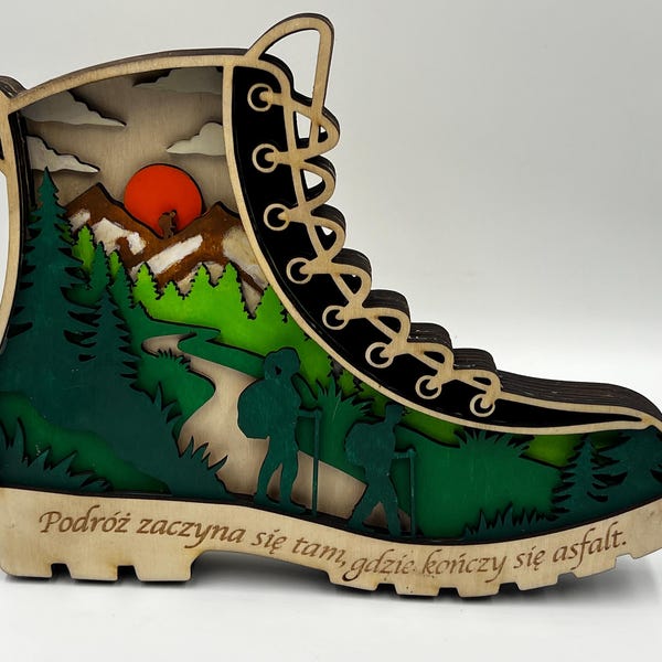 Multilayer Hiking Boot Svg,the Journey Begins Quote Layered Hiking ...