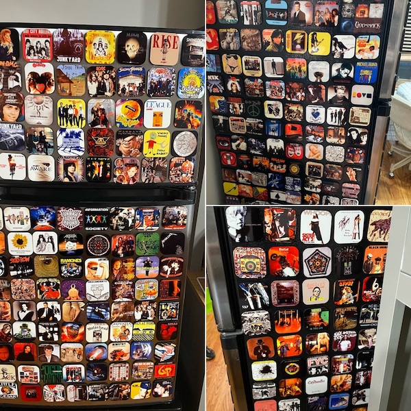 Custom Rock Music Fridge Magnet Set: Album Covers & Guitar Players - Etsy