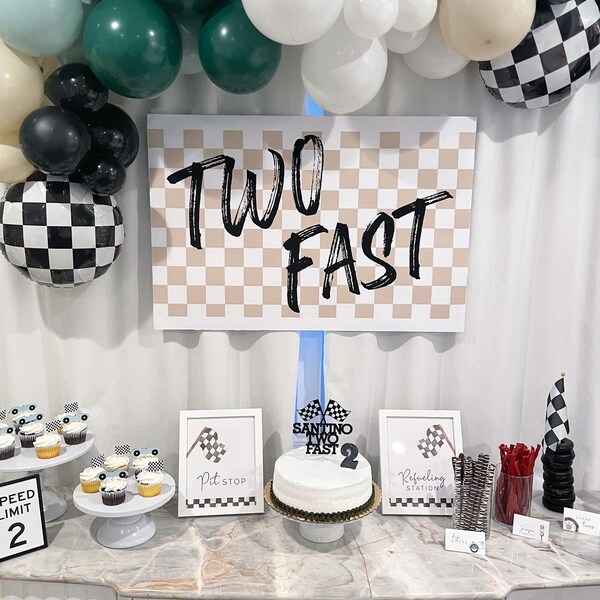 Two Fast Birthday Banner Printable Template - Etsy