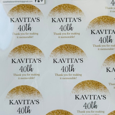 Custom 40th Birthday Stickers - Etsy