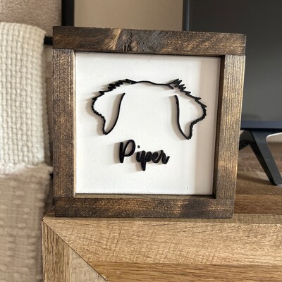 7x7 Personalized Dog Ear Outline Sign - Etsy