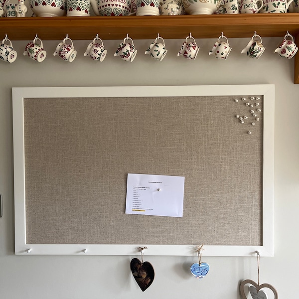 Oak Framed Fabric Pinboard | Finished With Wax | Narrow Framed Pin ...