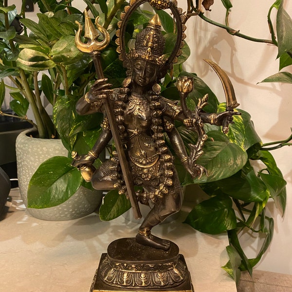 Mahakali Statue 16.5 Inch / 42 Cm , Hindu God Figurine , Bronze Kali ...