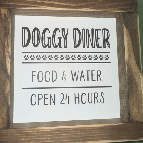 Doggy Diner Farmhouse Decor Dog Puppy Food Sign - Dog Food Area Sign ...