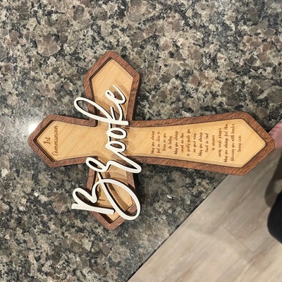 First Holy Communion Personalized Wooden Cross Prayer Baptism Cross ...