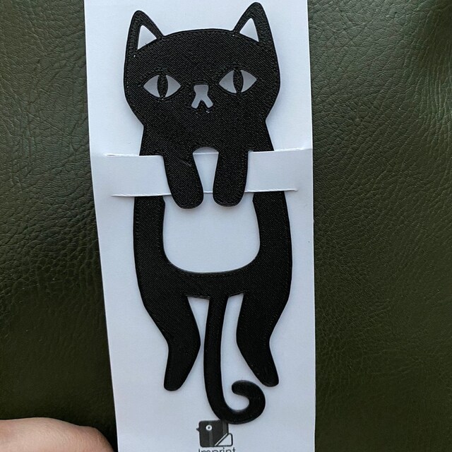 Cat Bookmark 3D Printed in Black Plastic | Etsy
