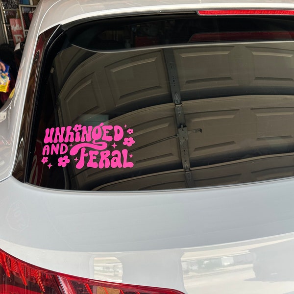 Unhinged and Feral Funny Car Decal - Car Window Decal Sticker, Car ...