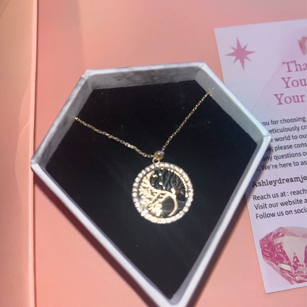 14K Real Gold Family Tree Necklace-gemstone Generational Tree Necklace ...