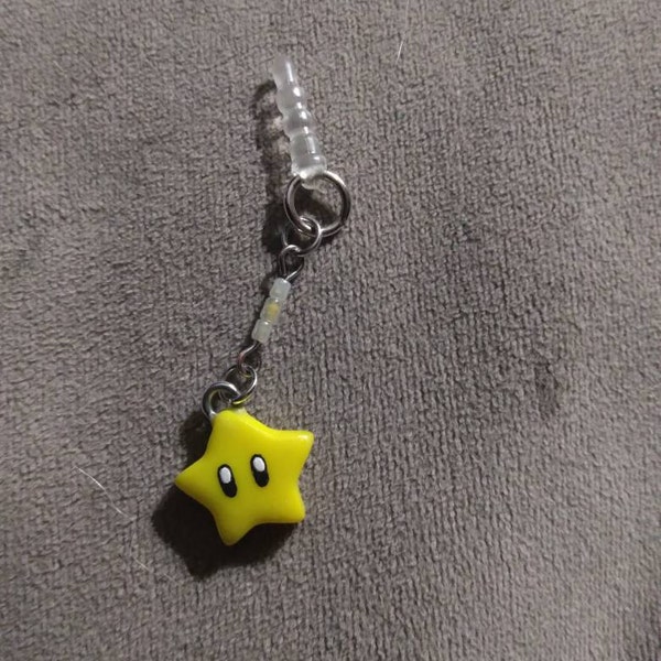 Super Mario Invincibility Star Dust Plug Phone Charm, for iPhone or ...