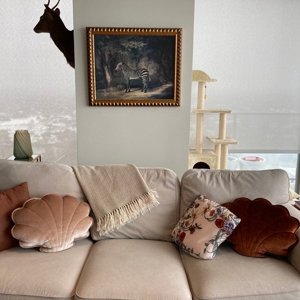 Velvet Shell Pillow “beige Pearl”, Decorative Shell Pillow, Velvet ...