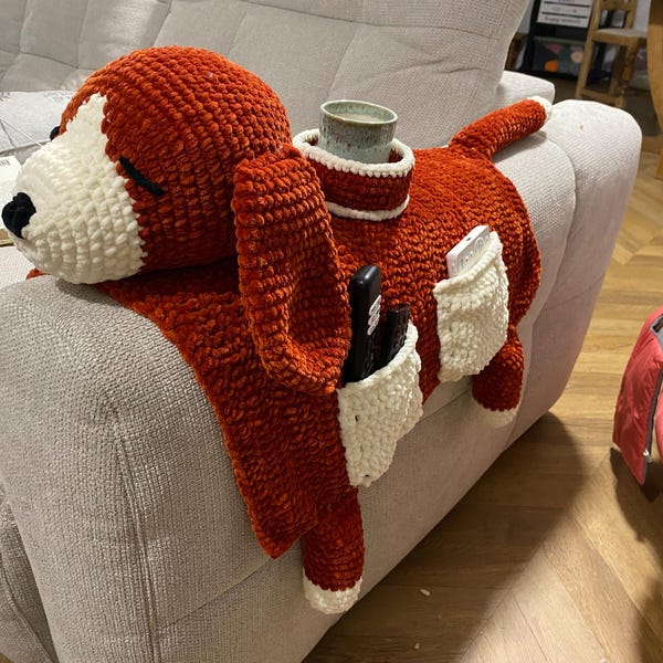 Crochet Dog Armrest Organizer Pattern With Cup Holder (PDF) Amigurumi ...