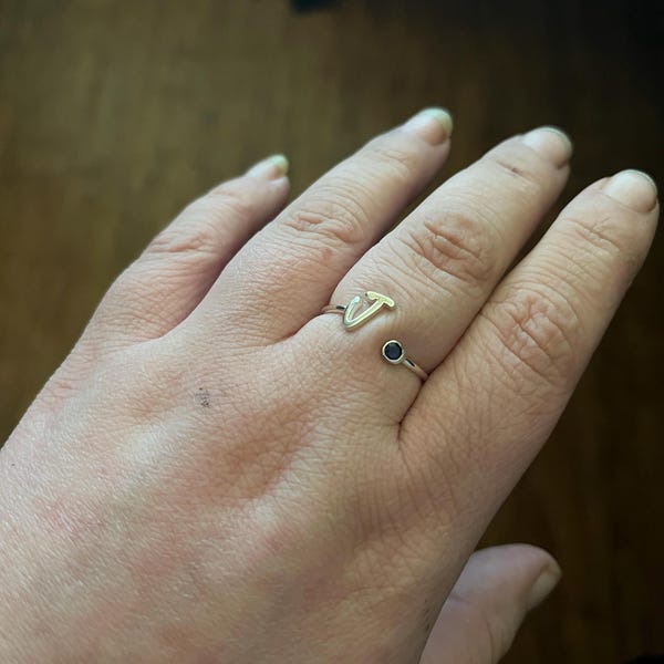 Personalized Initial Birthstone Ring • Custom Gold Initial Ring ...