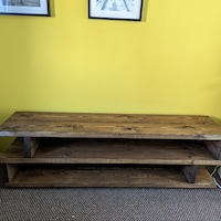 Reclaimed TV Stand Solid Wood Console Media Chunky Rustic Oak Wooden ...