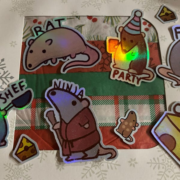 RAT Stickers | Waterproof Holographic Stickers, Rat Sticker, Derpy ...