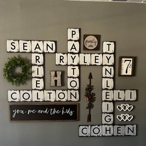 Wall Scrabble Tiles 4.5 Wood Tile Blocks Gallery Wall - Etsy