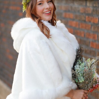 Ivory Faux Fur Bridal Wrap, Wedding Fur Shawl, Ivory Fur Wrap, Bridal ...