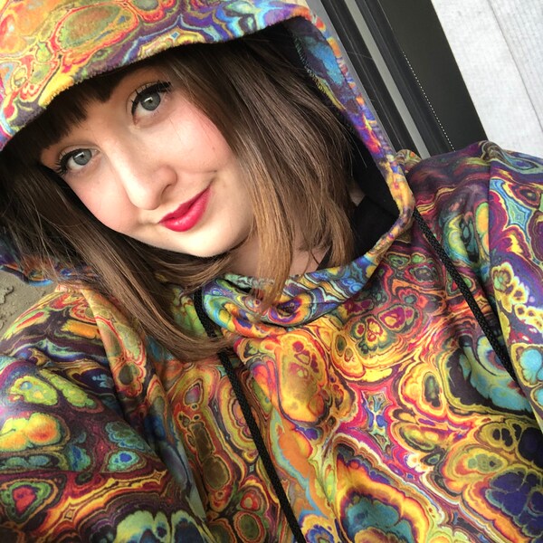 Psychedelic Hooded Poncho, Hippie, Psy-trance, Festival Clothing, Man ...