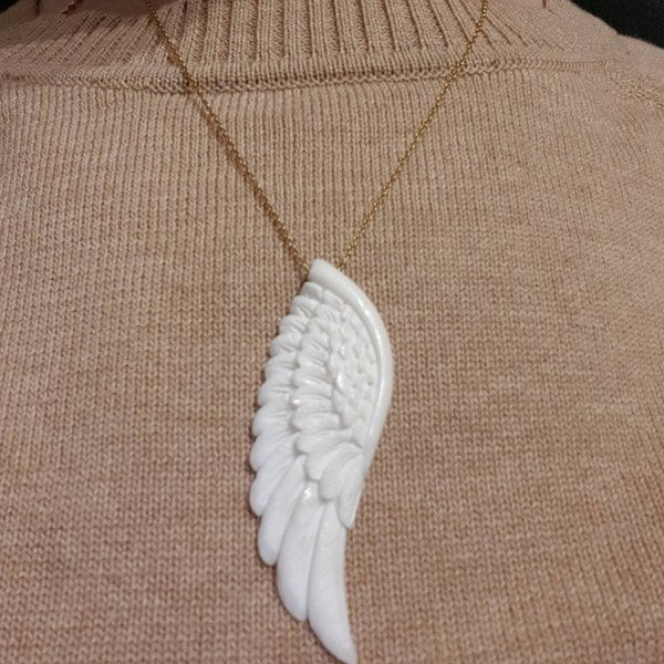 Bone Angel Wing White Hand Carved - Etsy UK