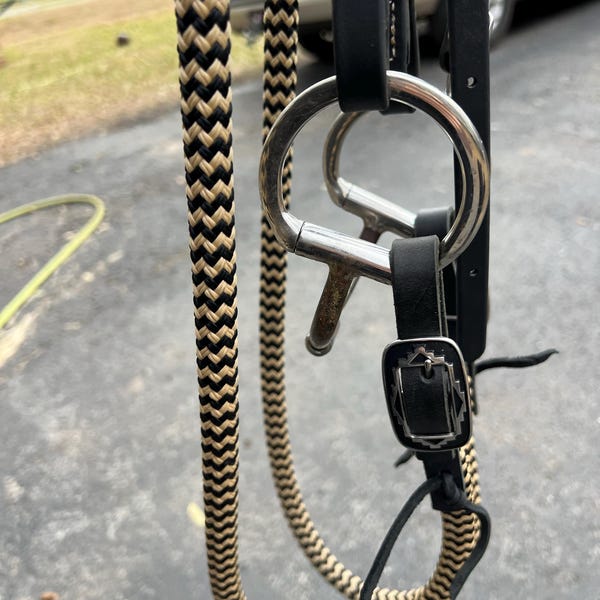 Yacht Rope Sport Mecate Reins W Poppers! Use With Slobber Straps + Snaffle Bit for Loop Reins ...