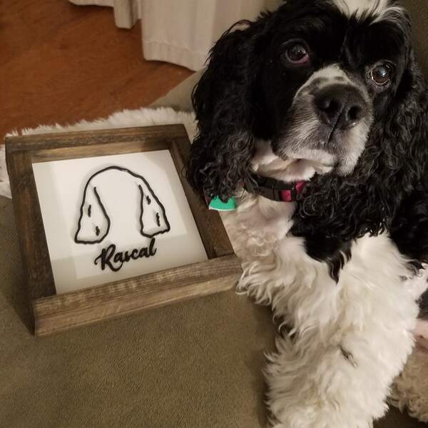 7x7 Personalized Dog Ear Outline Sign - Etsy