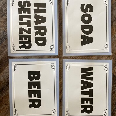 Beverage Station Signs, Graduation Party Drinks, Soda Water Beer Wine ...
