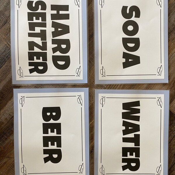 Beverage Station Signs, Graduation Party Drinks, Soda Water Beer Wine ...