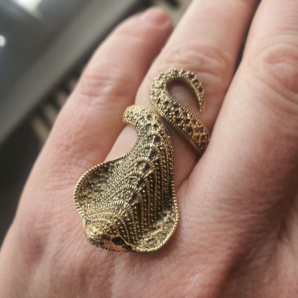 Cobra Ring, Big Snake Ring, Sterling Brass Ring, Big Serpent Ring ...