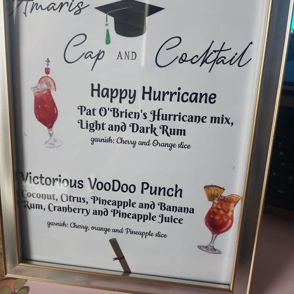Graduation Signature Drink Template, Graduation Party Cocktail Sign ...
