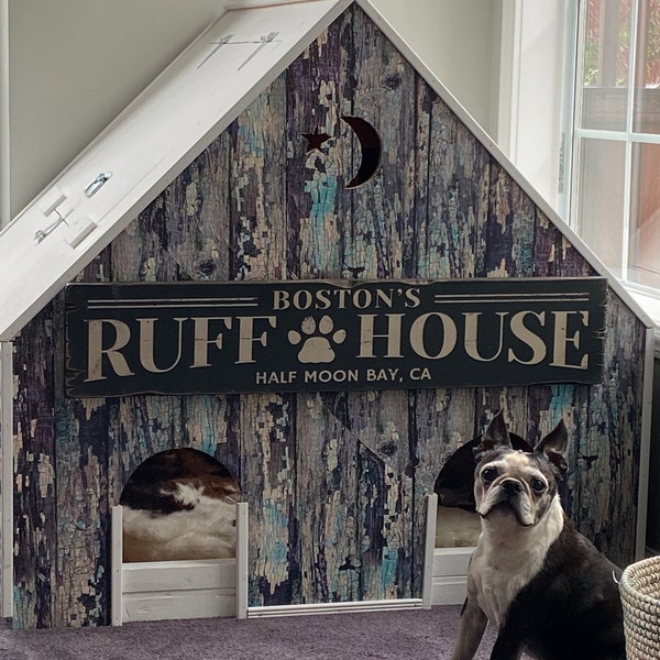 Ruff House Sign, Dog House Decor, Dog House Sign, Custom Dog Sign, Wood ...