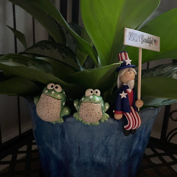 Alien Plant Buddy, Ceramic Alien, Garden Art, Plant Stake, Mini Green ...