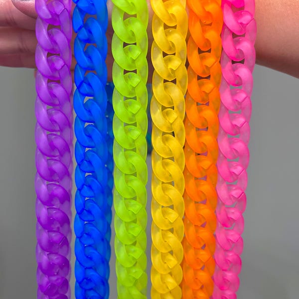 20pcs Chunky Clear Blue Oval Acrylic Chunky Chain Links, Transparent ...