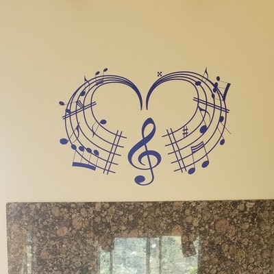 Love Heart Shape Music Notes Large Wall Decal Sticker Detailed Symbols ...
