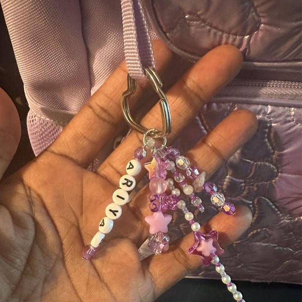 Personalized Keychain // Beaded Keychain // Colorful // Cute // Gift ...