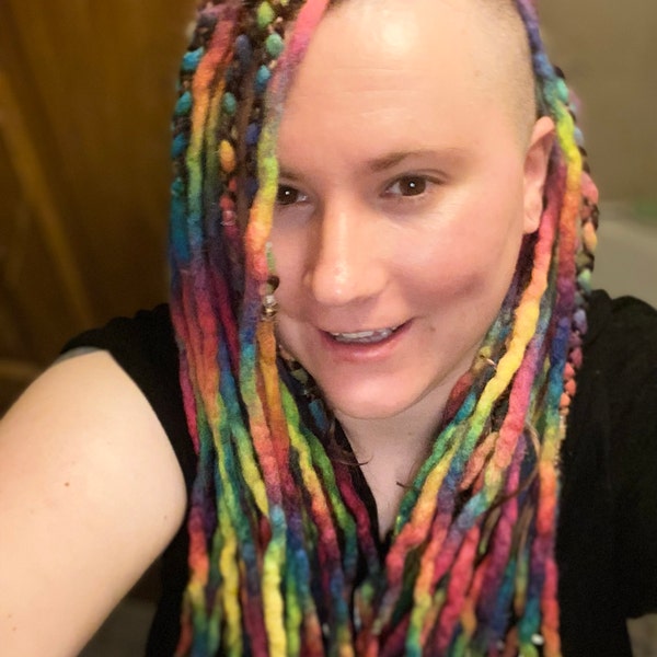 Wool Dreadlocks Purple Green Forest Custom Wool Dreads- Double Ended ...