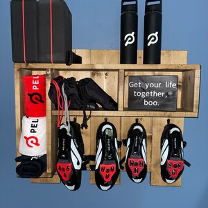 Exercise Home Gym Shoe and Towel Shelf Cycling Shoe Shelf Exercise Shoe ...