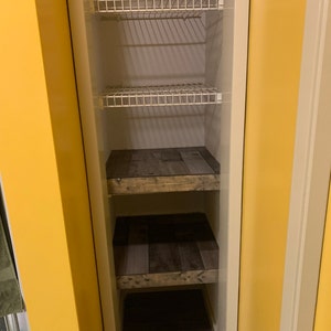 Custom Rustic Gray Wood Shelf Metal Wire Rack Cover Pantry - Etsy