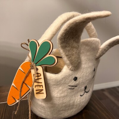 Easter Bunny Basket Carrot Kids Tag - Etsy