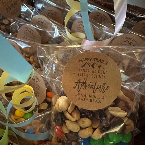 Trail Mix Labels, New Adventure Label, Woodland Baby Shower Favors ...
