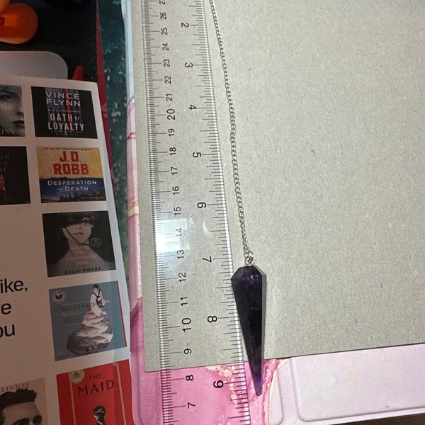 Amethyst Crystal Pendulum With Silver Plated Faceted Chain, Healing ...