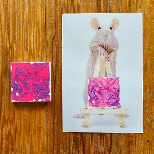 Rat Painting 2"x2" - Etsy