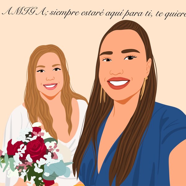 Best Friend Portrait, Faceless Portrait, Custom Illustration, Portrait ...