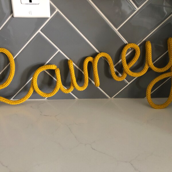 Custom Word Sign - Knitted Wire Words, Knit Signs, Name Decor, Playroom ...