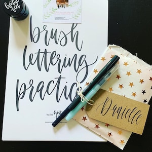 Brush Lettering Kit Learn Modern Calligraphy Practice Sheet Workbook ...