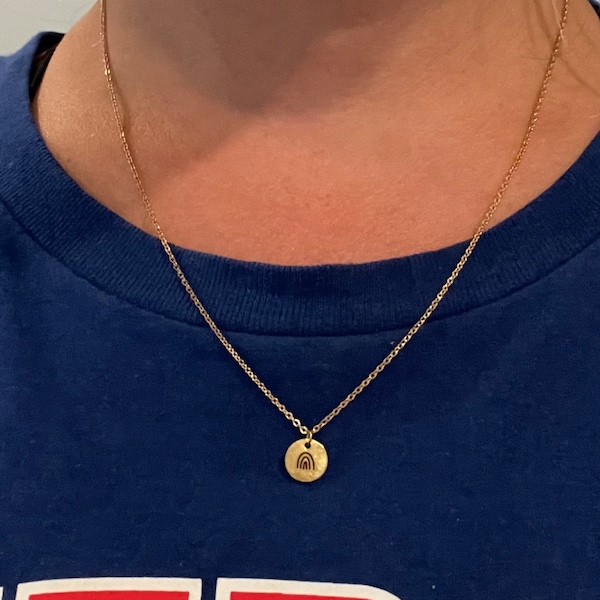 Dainty Rainbow Disc Necklace: Personalized 18K Gold Plated Charm - Etsy